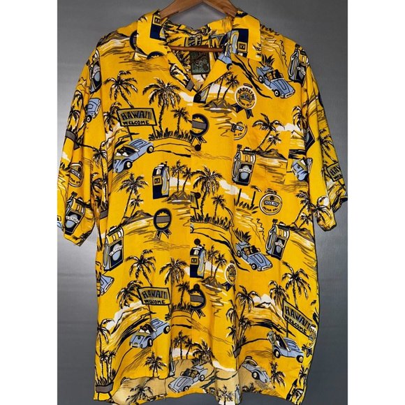 Pineapple Connection | Shirts | Mens Hawaiian Camp Shirt Sz L Yellow ...